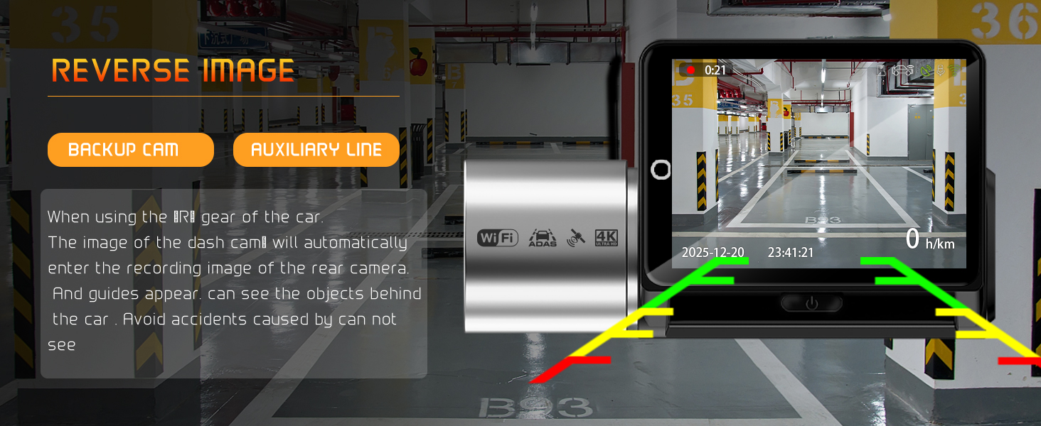 2.45 Inch 4K Wifi GPS Touch Screen Dash Cam with ADAS BSD 2K Dual lens ...