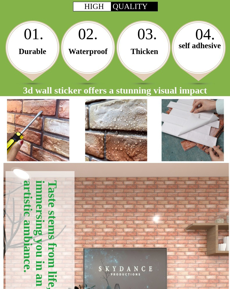 Easylike Brick Wallpaper dinding self adhesive wall paper dinding 3d ...