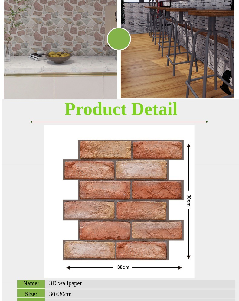 Easylike Brick Wallpaper dinding self adhesive wall paper dinding 3d ...