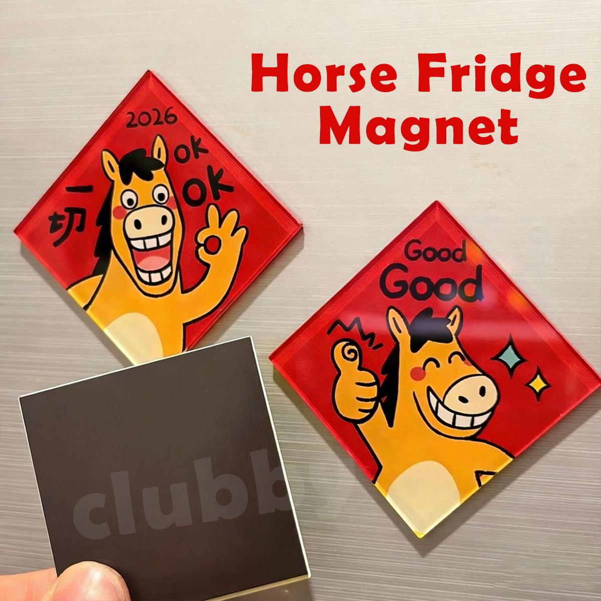 2 pcs Horse Fridge Magnet Chinese new year deco Cute DIY dapur cny ...