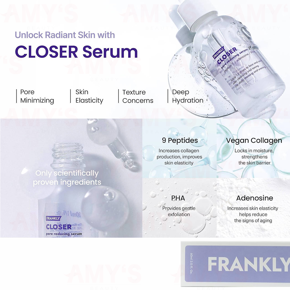 FRANKLY Closer Serum 30ml | Viral PDRN & PHA Pore Minimizer | 9 Peptide ...