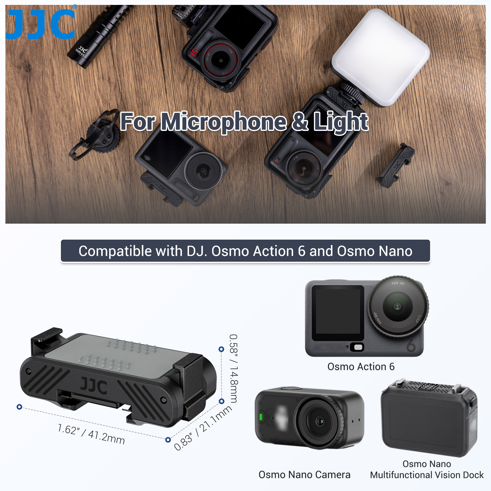 JJC Quick Release Cold Shoe for DJI OSMO Action 6 & Nano Action Camera ...