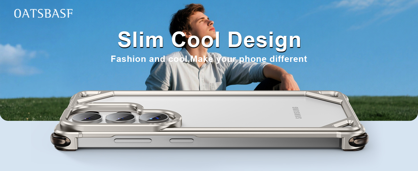 OATSBASF Metal Airbag Phone Case Support Wireless Charging For Samsung ...