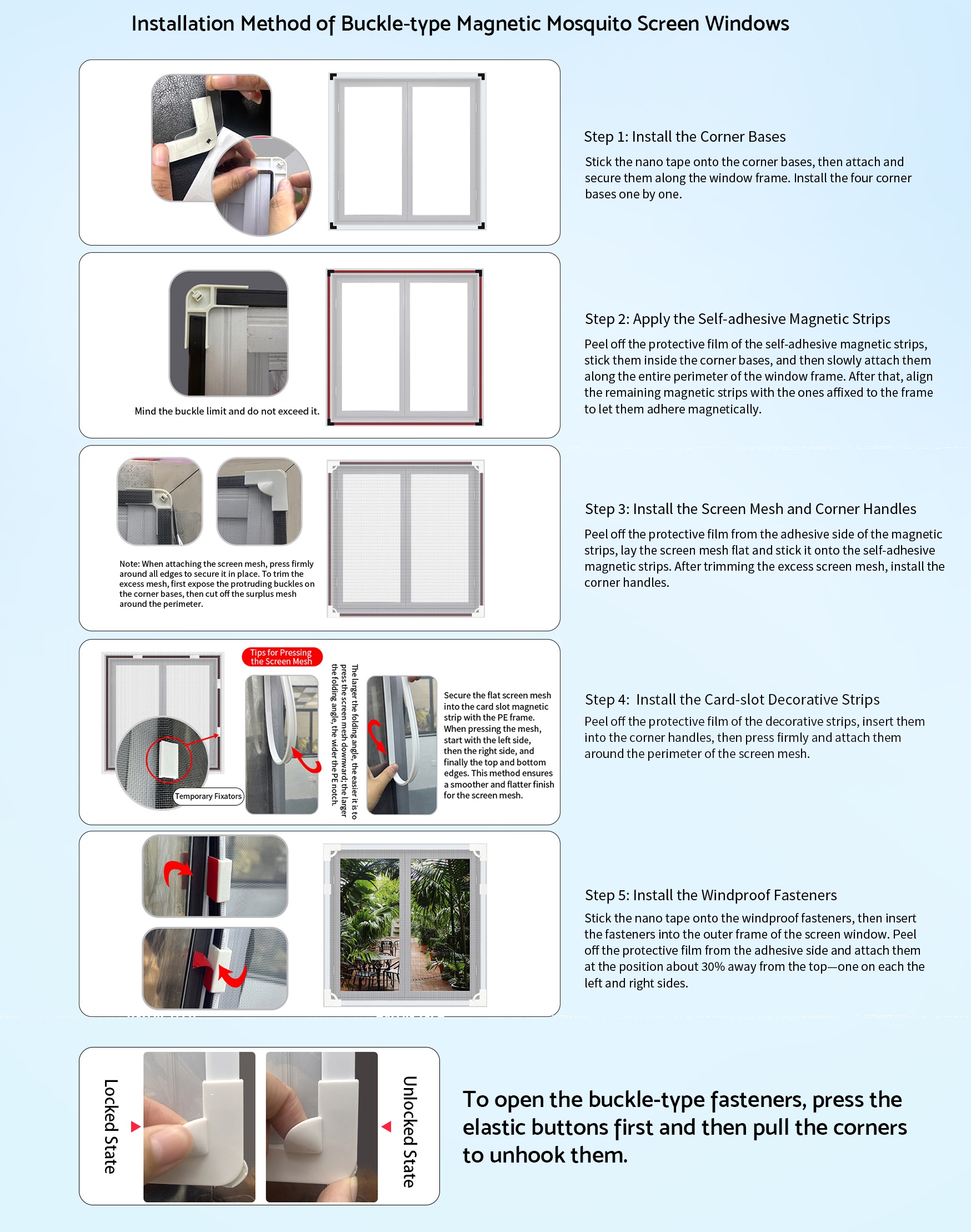 YYT Local Stock Full Set Magnetic Window Screen Full Frame Adjustable ...