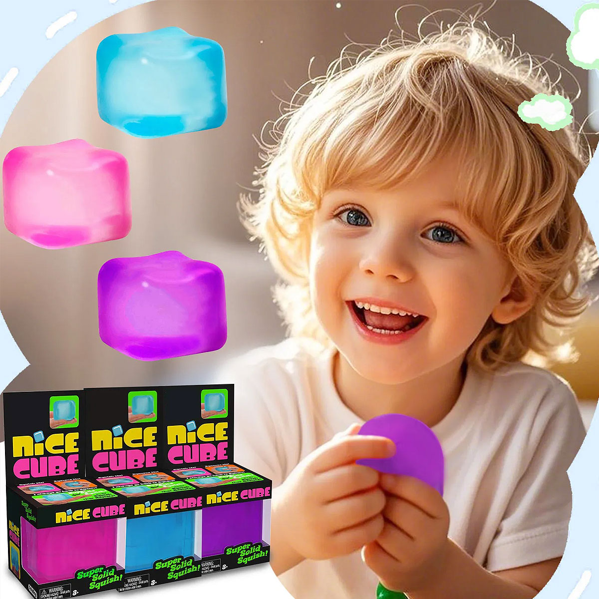 Schylling Needoh Nice Cube – Sturdy Soft Blue & Purple Cube Toy for ...