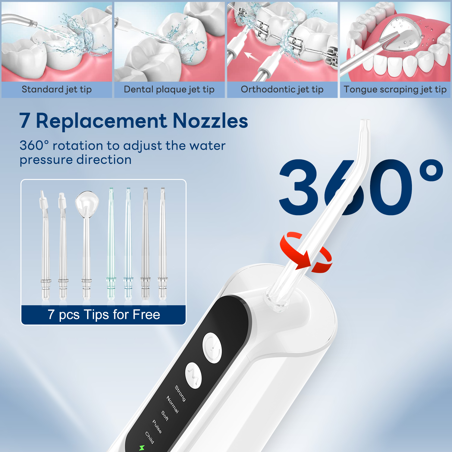 INSMART New Smart Water Flosser 6 nozzles 5 modes DIY Water Floss Teeth ...