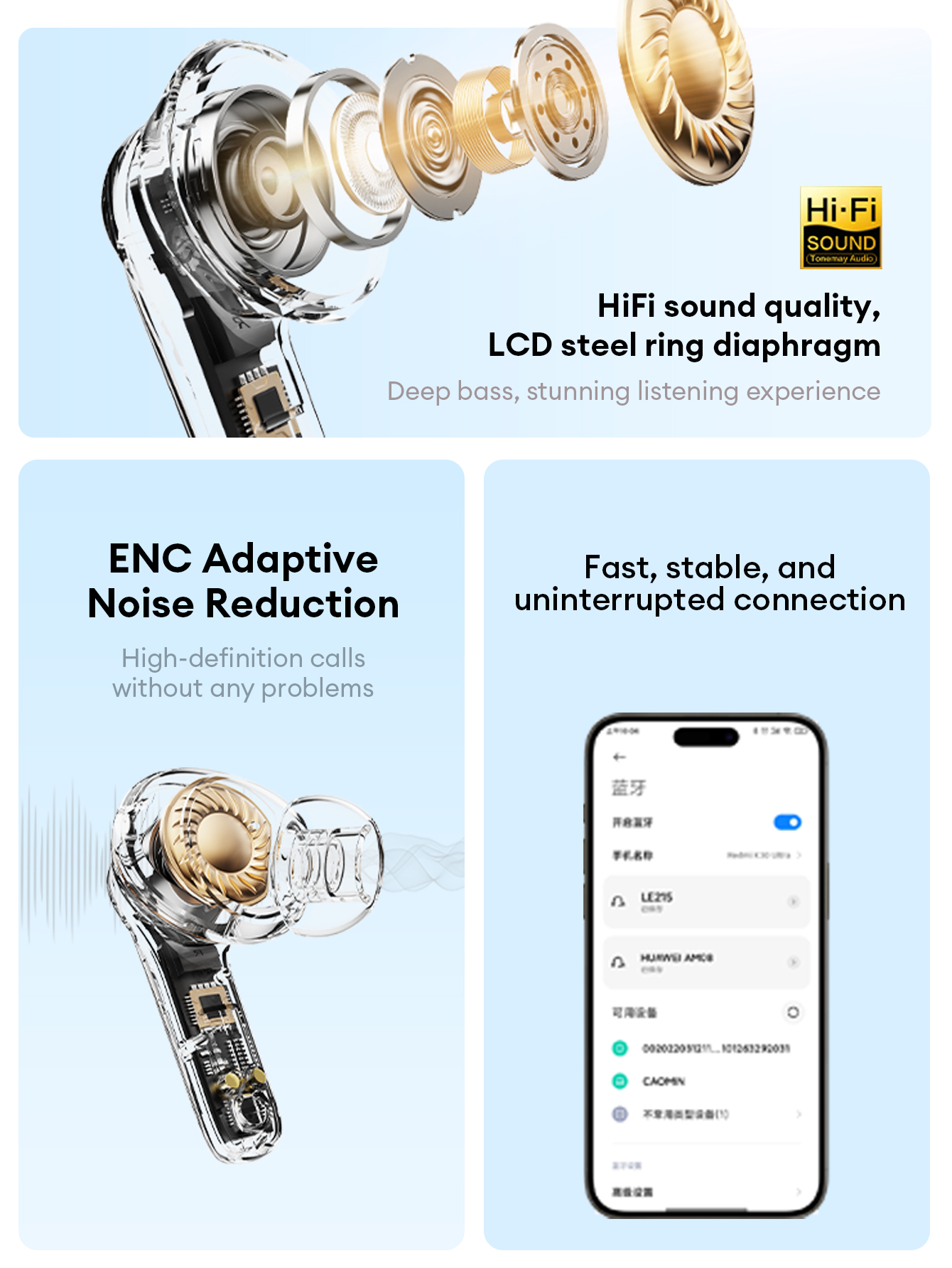 Lenovo LE215 TWS Bluetooth Earphones HIFI Sound Adaptive Noise ...