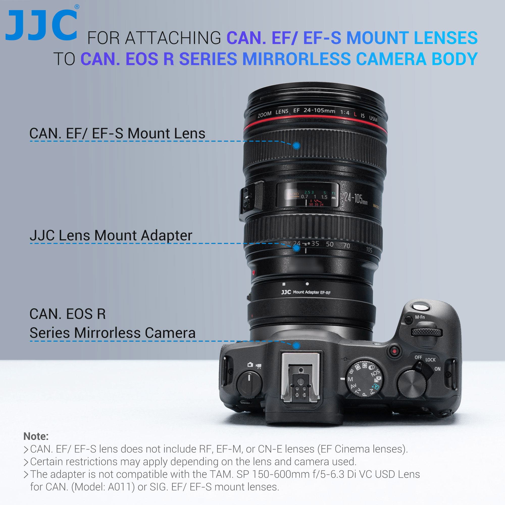 JJC EF-EOS R Lens Mount Adapter Auto Focus Lens Converter for Attaching ...