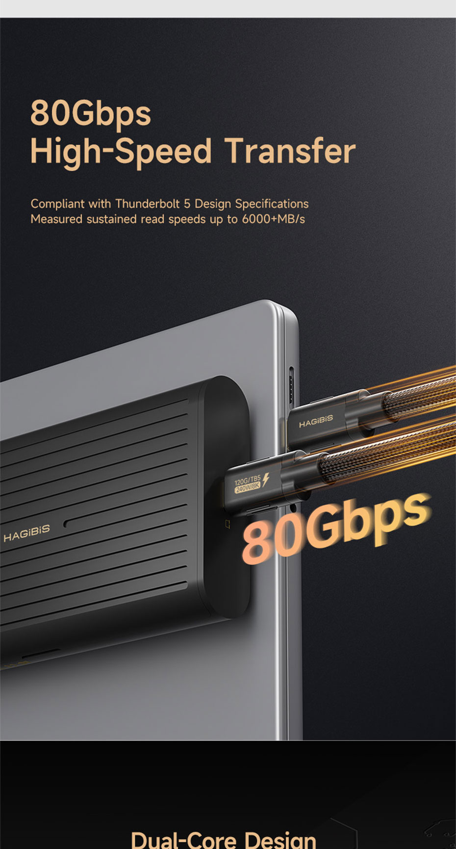 Hagibis 80Gbps M.2 NVMe SSD Enclosure Compatible with Thunderbolt 5/4/3 ...