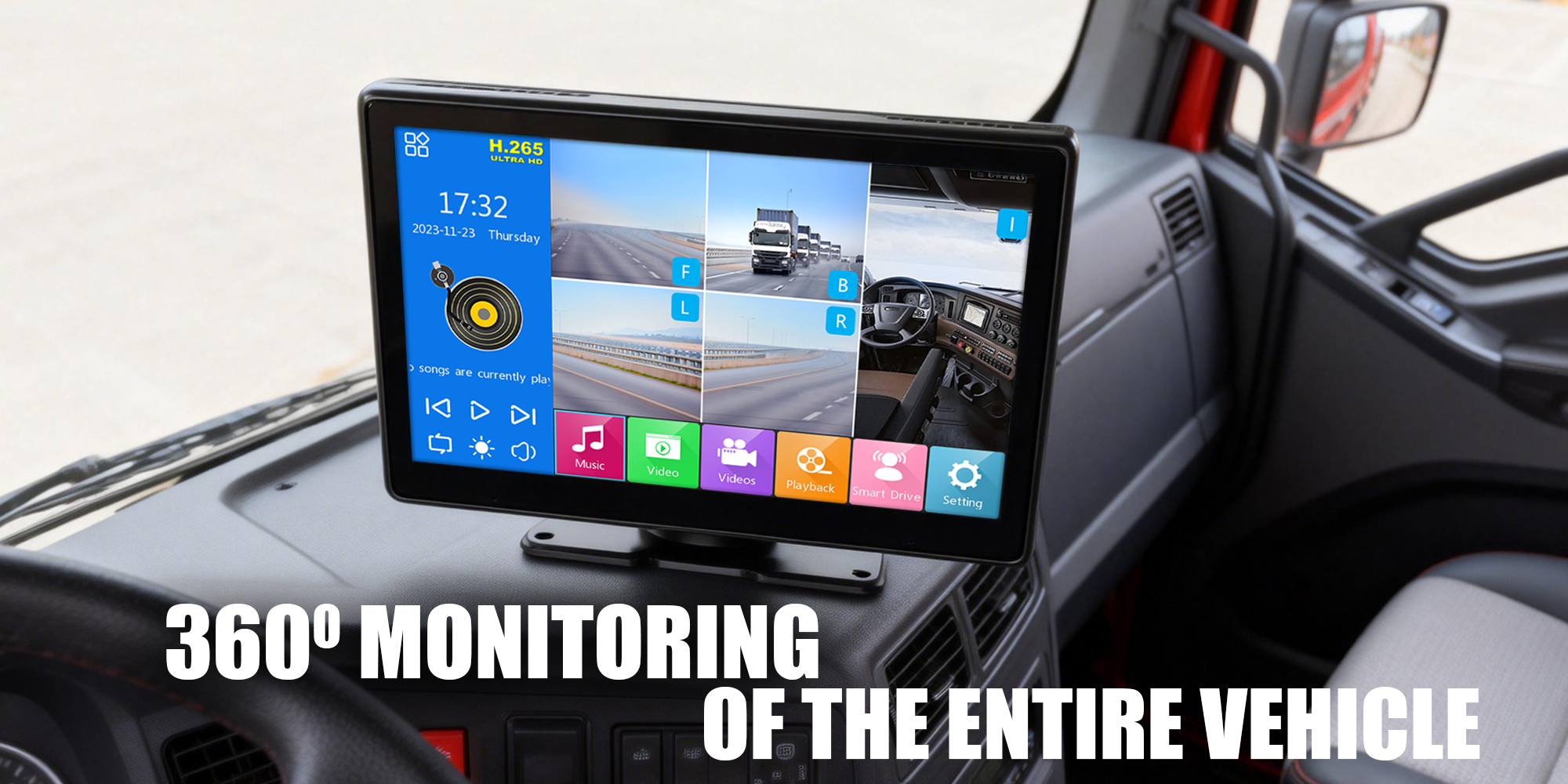 7 inch 360 Degree Driving AHD 4 Channels car monitor truck Touch Screen ...