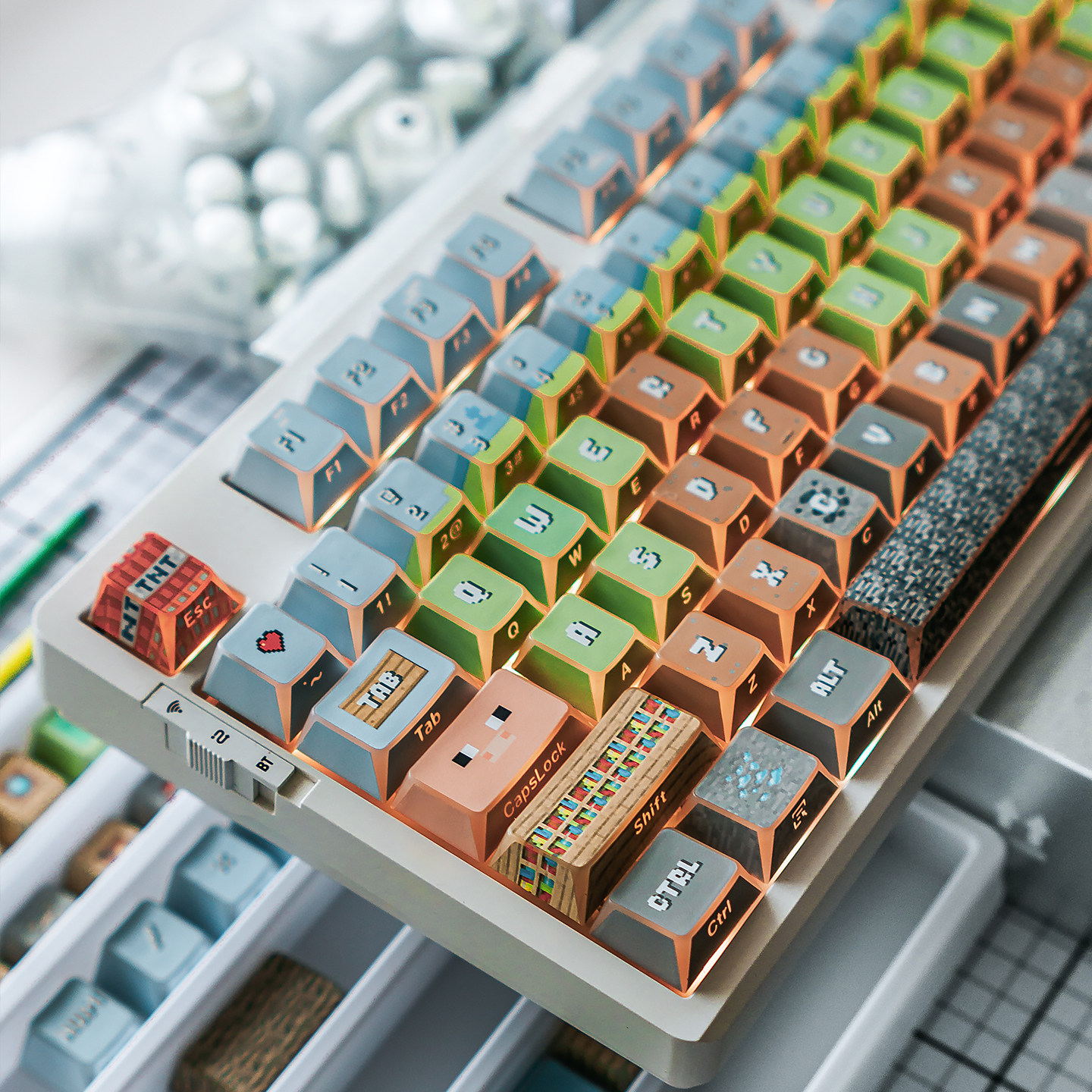 Minecraft R2 Keycaps Translucent angled edges Light through folded ...