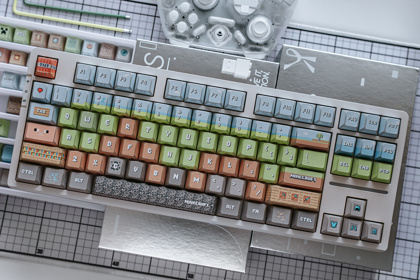 Minecraft R2 Keycaps Translucent angled edges Light through folded ...