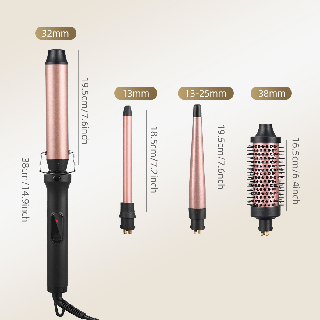 CkeyiN 4 IN 1 Salon Curling Wand Set Curling Iron curler Hair Roller ...