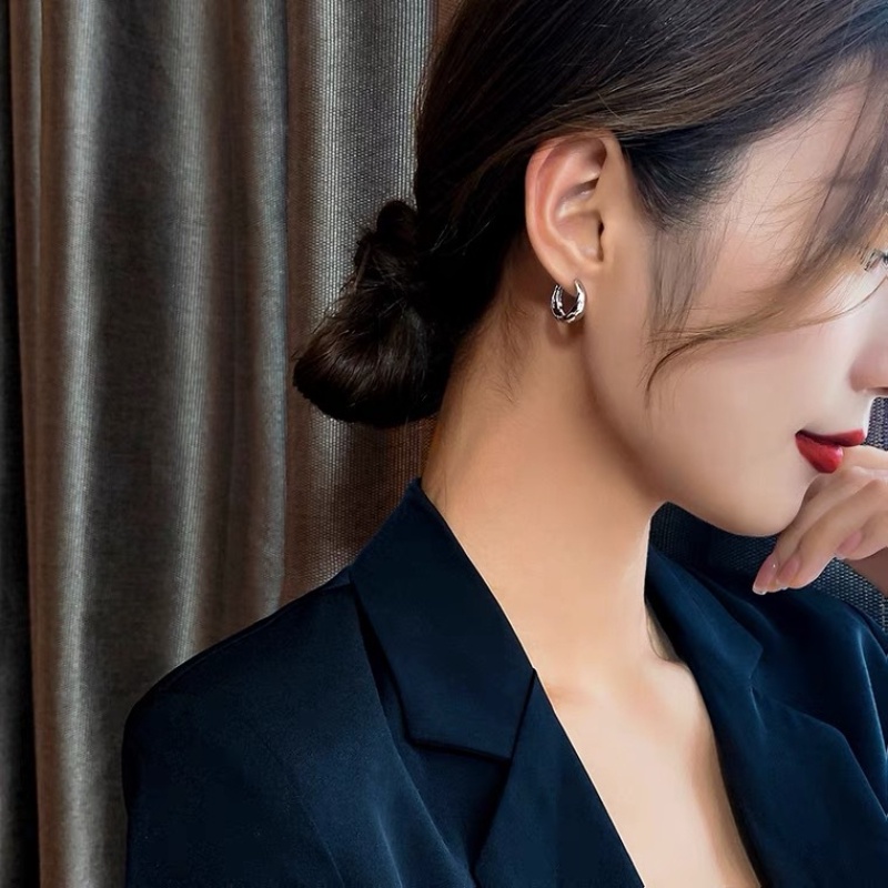 Korean Fashion Plain Circle Earrings Elegant Simple Ear Studs Jewelry ...
