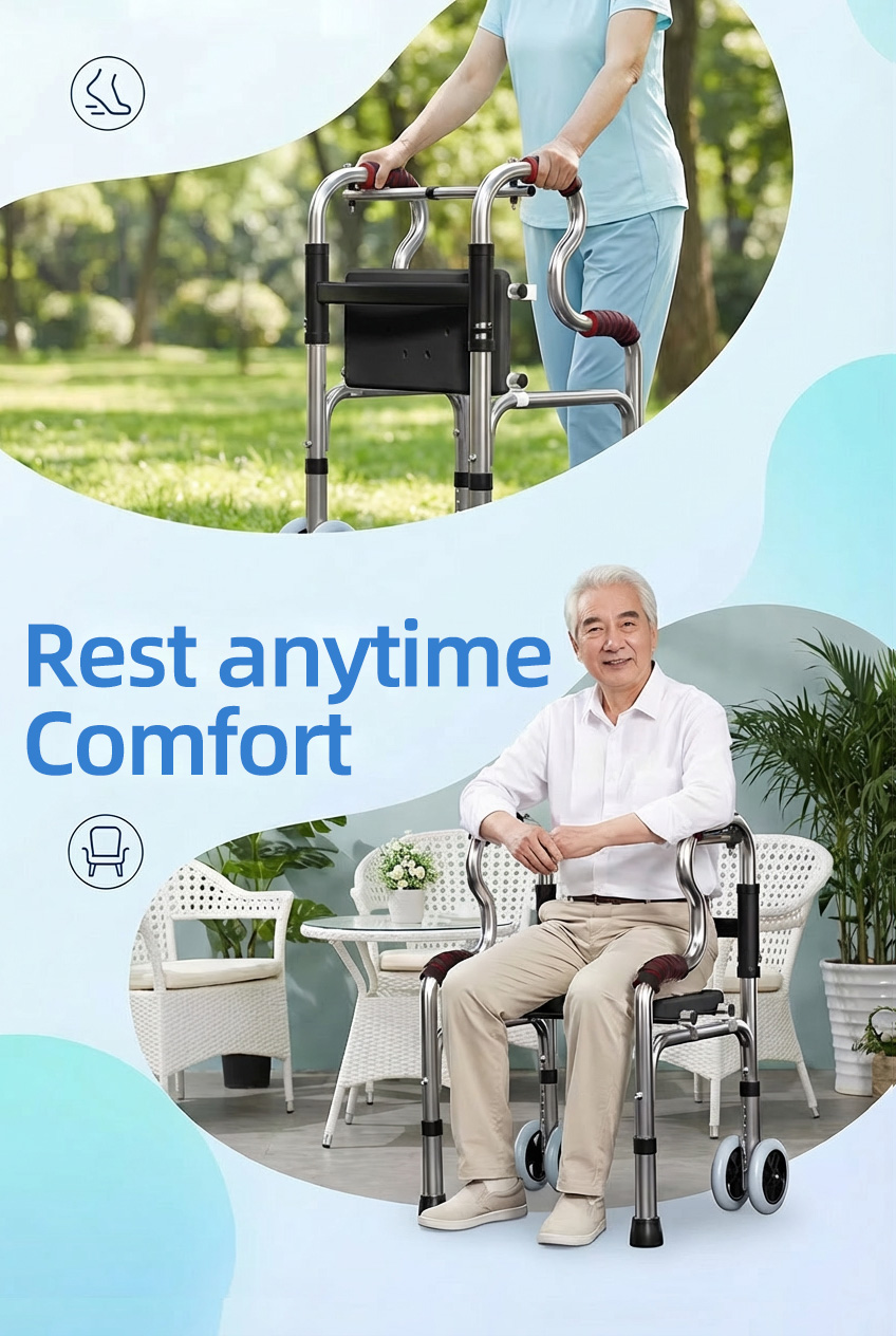 【UniHey】Walking Frame for Elderly Heavy Duty Foldable Walker with ...