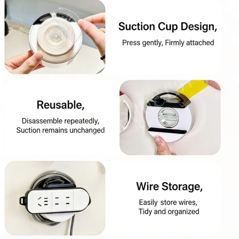 Suction Cup Socket Holder Minimalist Punch-Free Wall-Mounted Socket ...