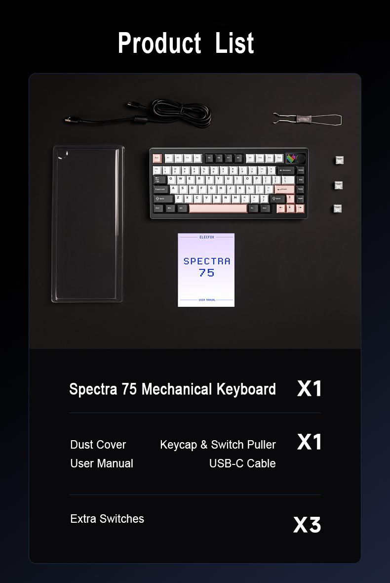 Elecfox Spectra 75 Wireless Custom Mechanical Keyboard | 75% Layout ...