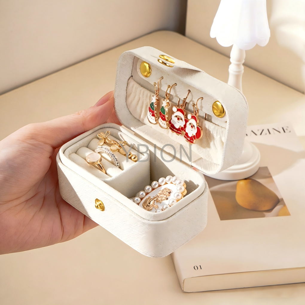 Mini Travel Jewelry Box Portable PU Leather Organizer Case for Earrings ...