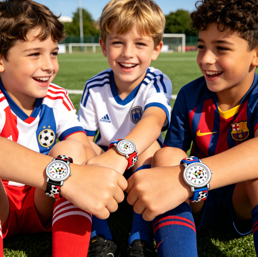 Children Cartoon Football Quartz wrist watch for kids boys girls ...