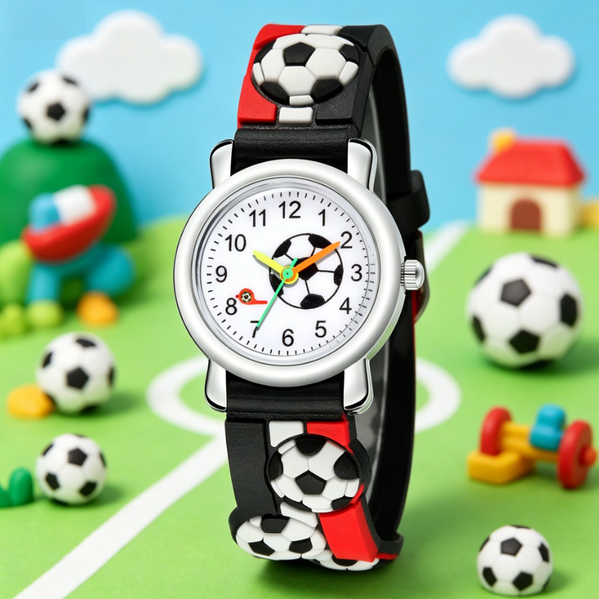 Children Cartoon Football Quartz wrist watch for kids boys girls ...