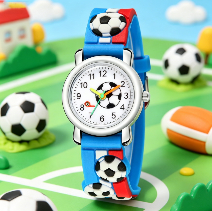Children Cartoon Football Quartz wrist watch for kids boys girls ...