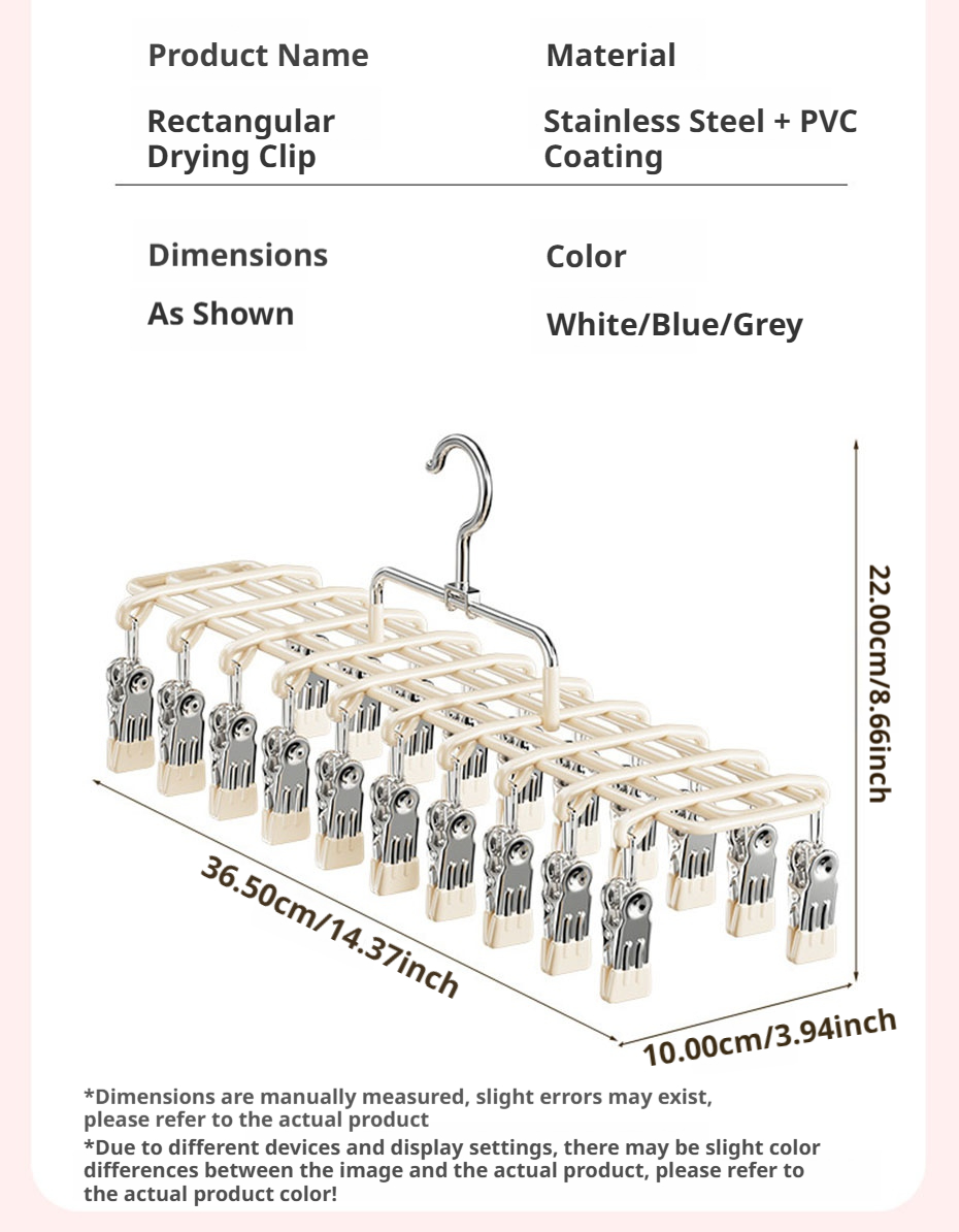 【40 Clips】Stainless Steel Sock Drying Rack Hanger for Sock Bra ...