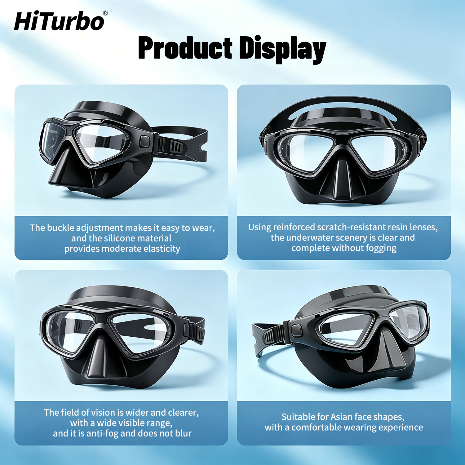 Hiturbo COD wet tempered glass free diving mask, snorkeling set ...
