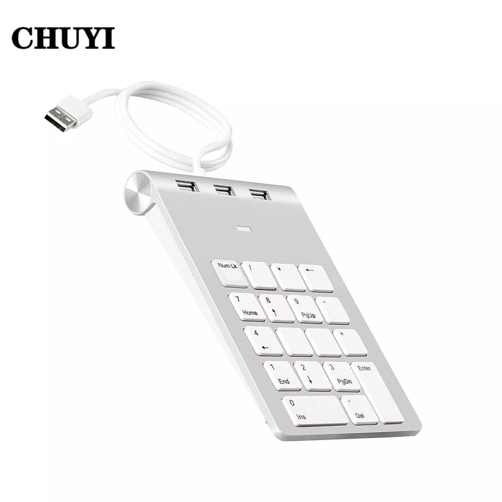 CHUYI Number Pad 18 Keys Universal Mini Wired USB 3.0 Hubs Square Keycaps Numpad Ultra Slim ...