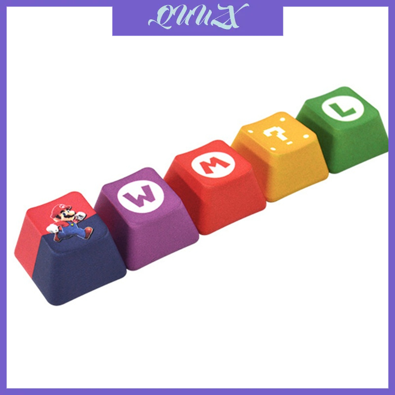 QUU 5 Keys Custom Mario Mechanical Keyboard Keycaps PBT OEM Profile Dye ...
