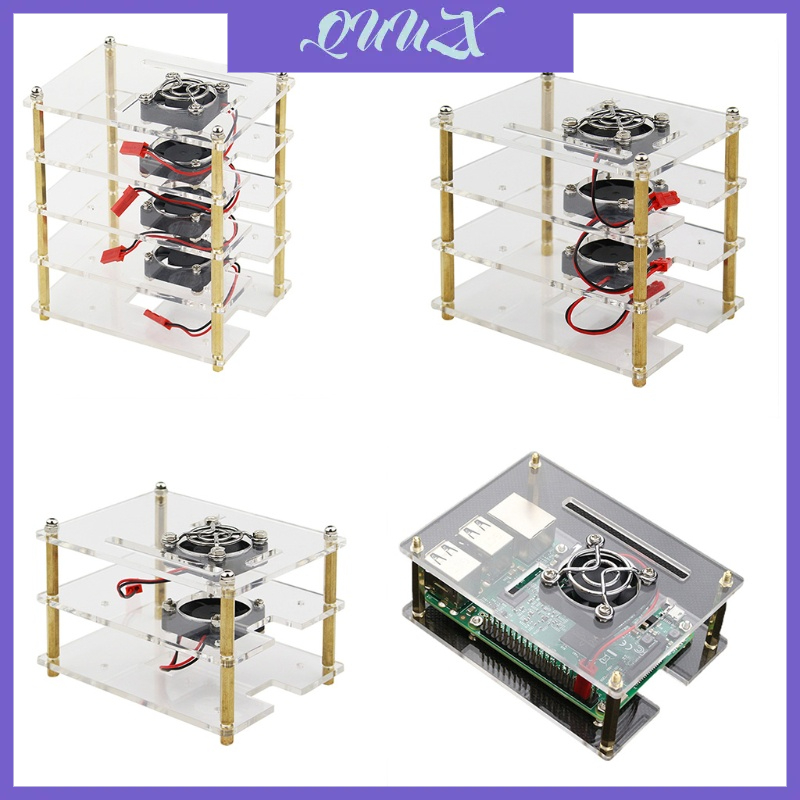 QUU Raspberry Pi Rack Case with Raspberry Pi Heatsinks Stackable Case ...