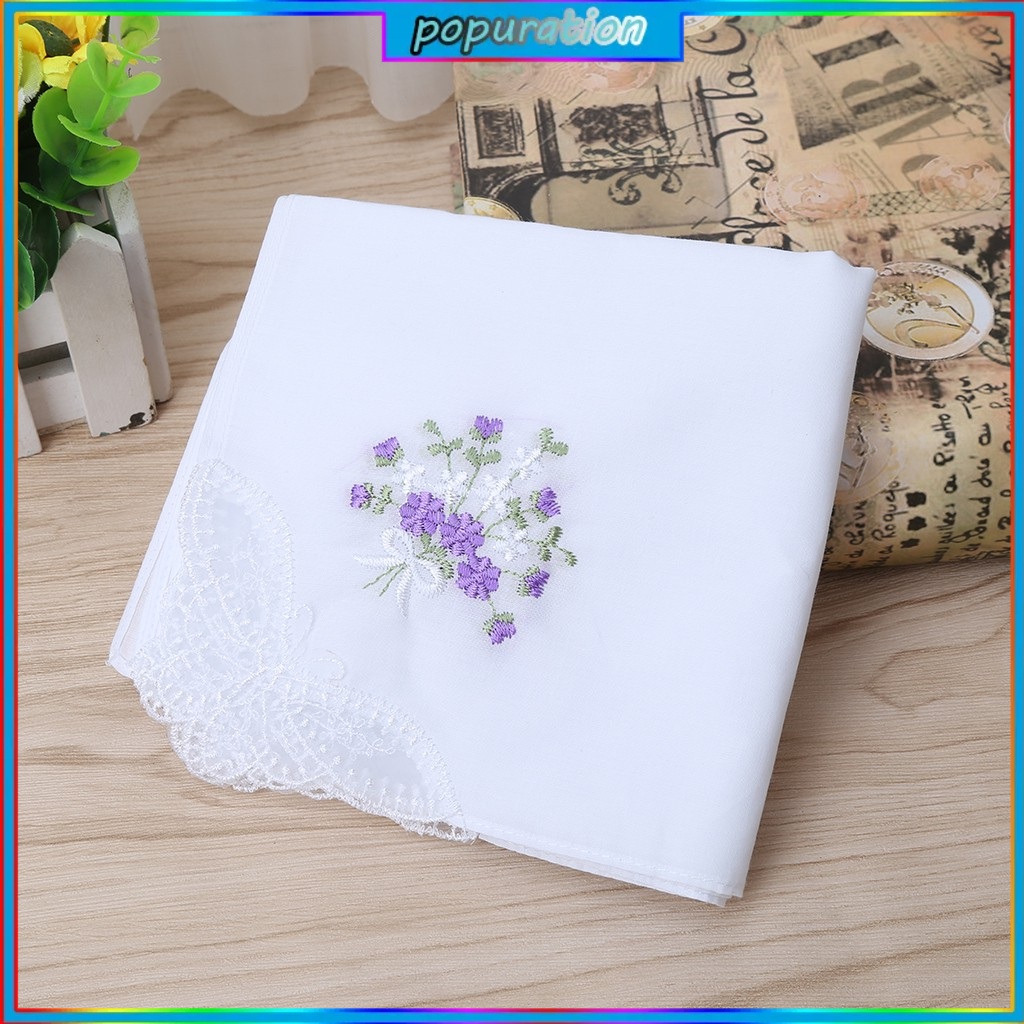 6 Pcs Vintage Cotton Ladies Embroidered Lace Handkerchief | Shopee Malaysia