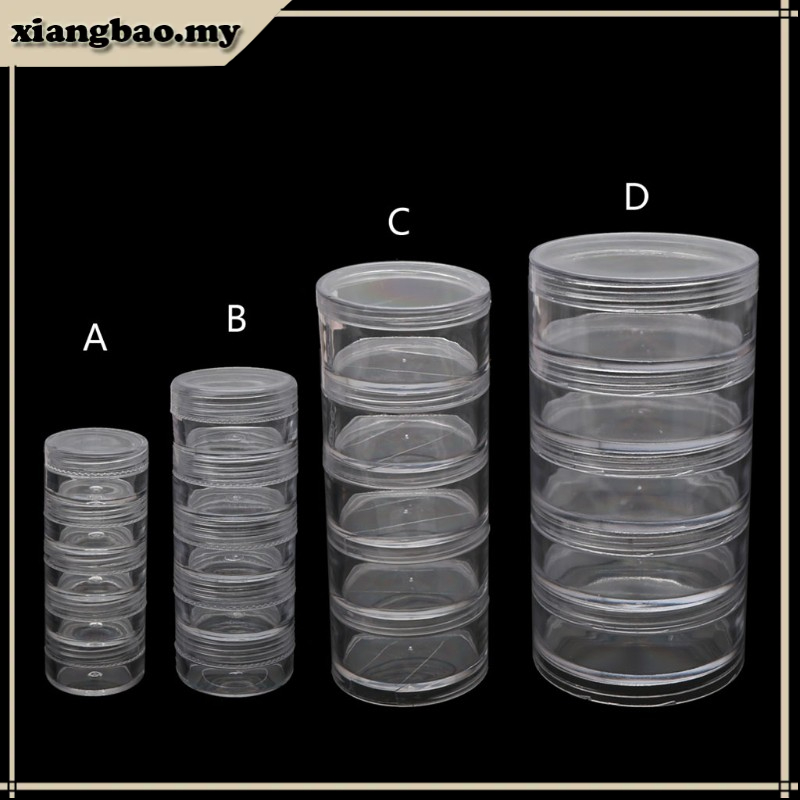 10MS 5 Layer Stackable Bead Containers Small Item Plastic Round Clear ...
