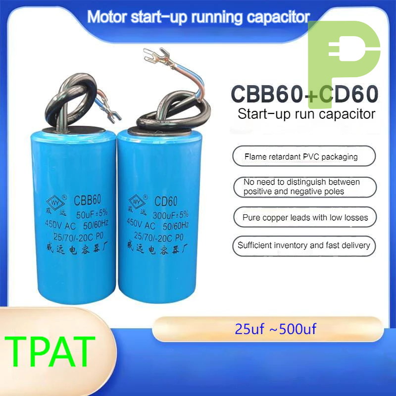 Cbb60/cd60 Motor Motor Starter Operation Capacitor 450VAC 25UF~500UF ...