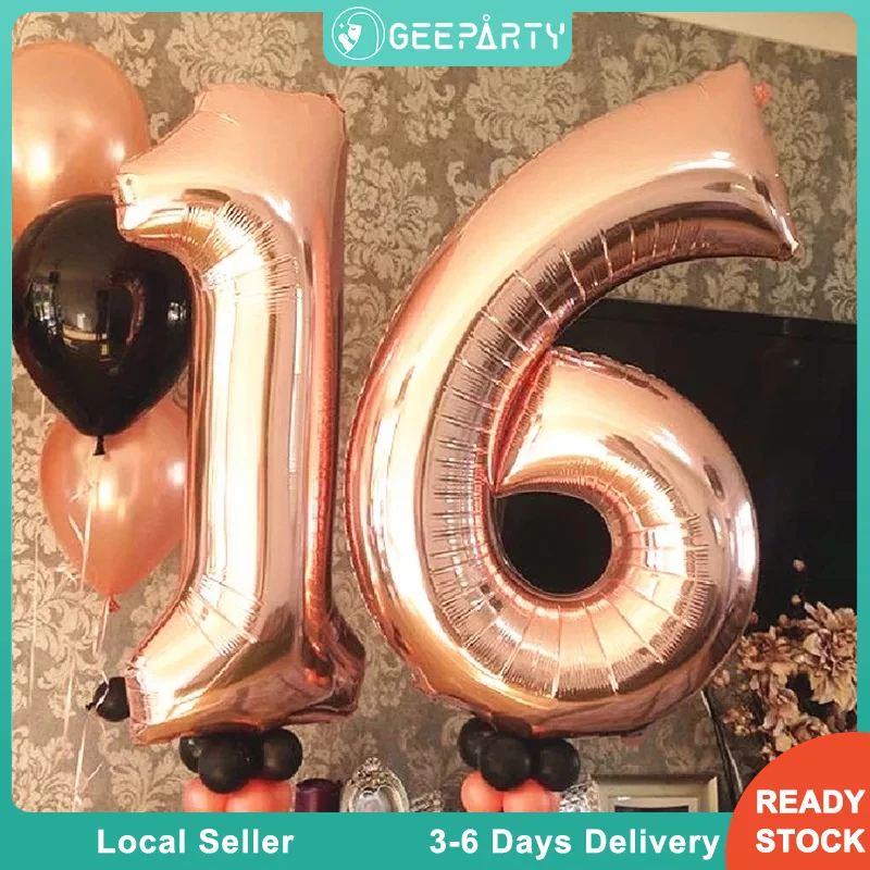 GeeParty 32 Inch Rosegold Age 0-9 Number Balloon for Girl Women ...
