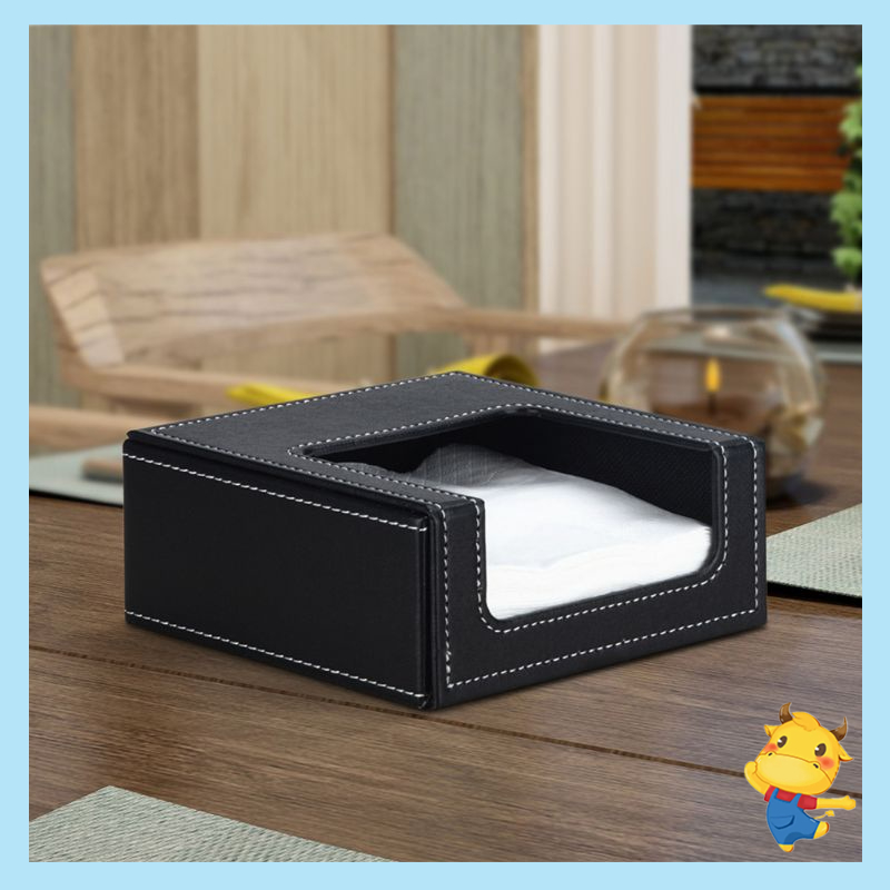be> PU Leather Square Cocktail Napkin Holder Paper Serviette Dispenser ...