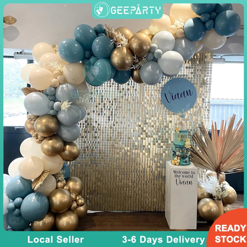 GeeParty 142Pcs Retro Navy Blue Balloon Garland Set Haze Blue Sand ...