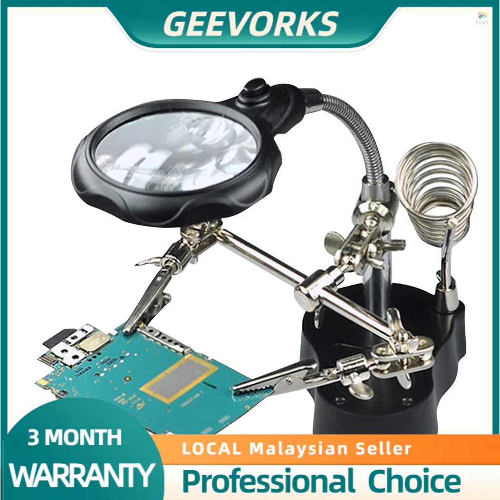 3.5X 12X Desktop Magnifier LED Light Helping Hands Table Magnifier ...