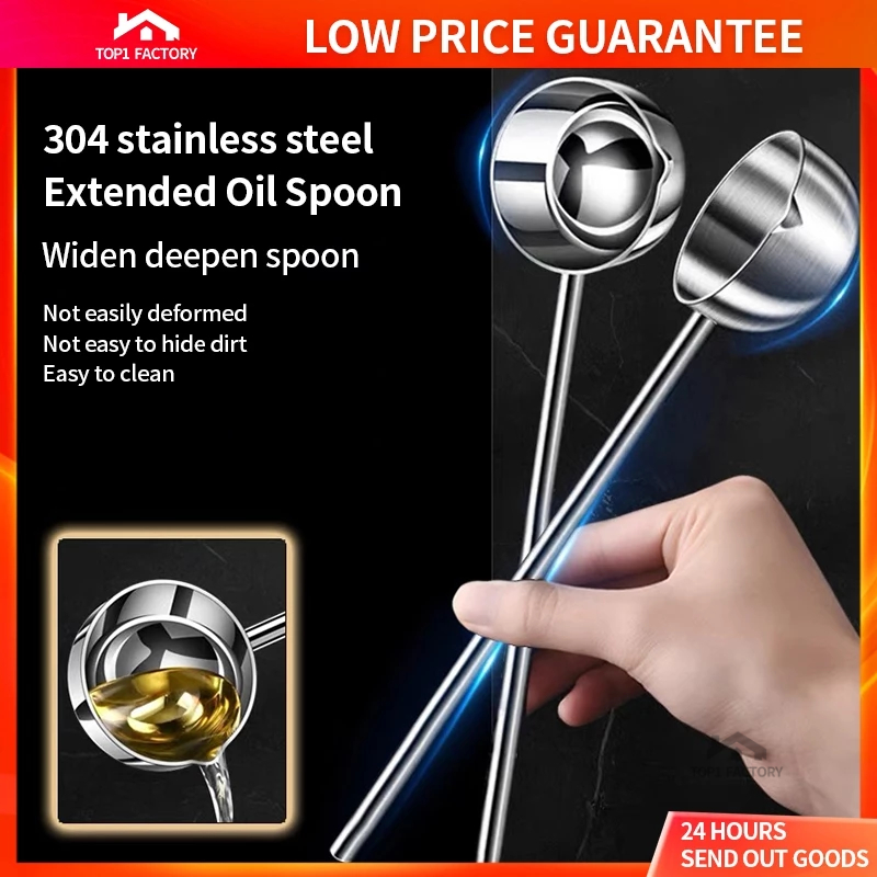 SUS304 Stainless Steel soup spoon long spoon oil pot Spoon serving ...