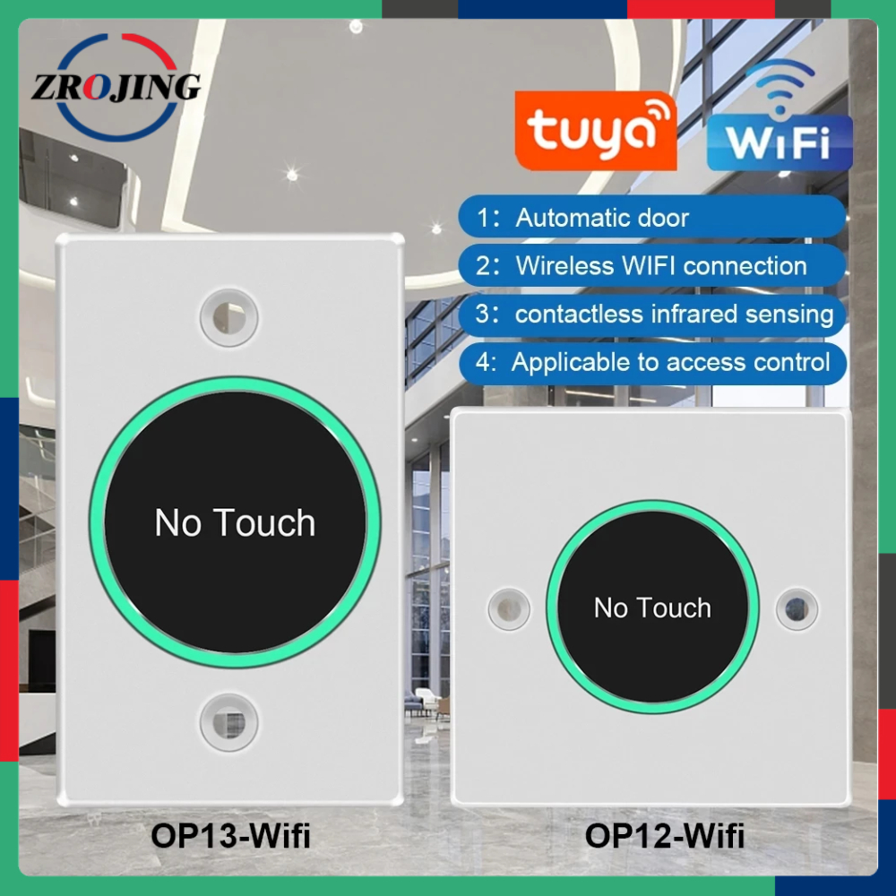 WIFI Smart Switch Exit Contactless Release Button Door Access Control System Switch Tuya ...