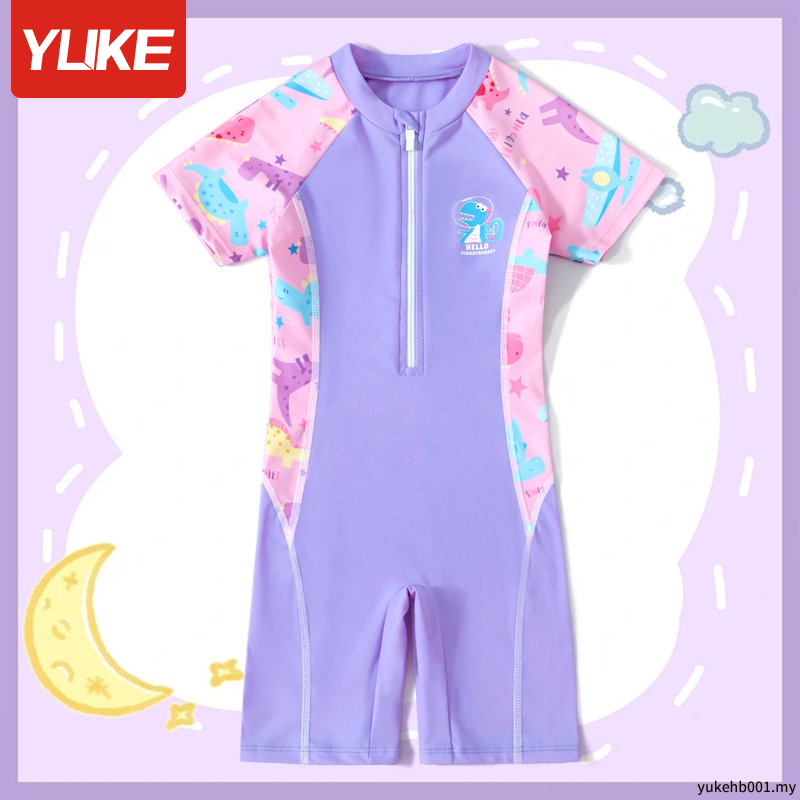 YUKE Swimsuit Girls One Piece Sunscreen Swimsuit Student Swimming ...