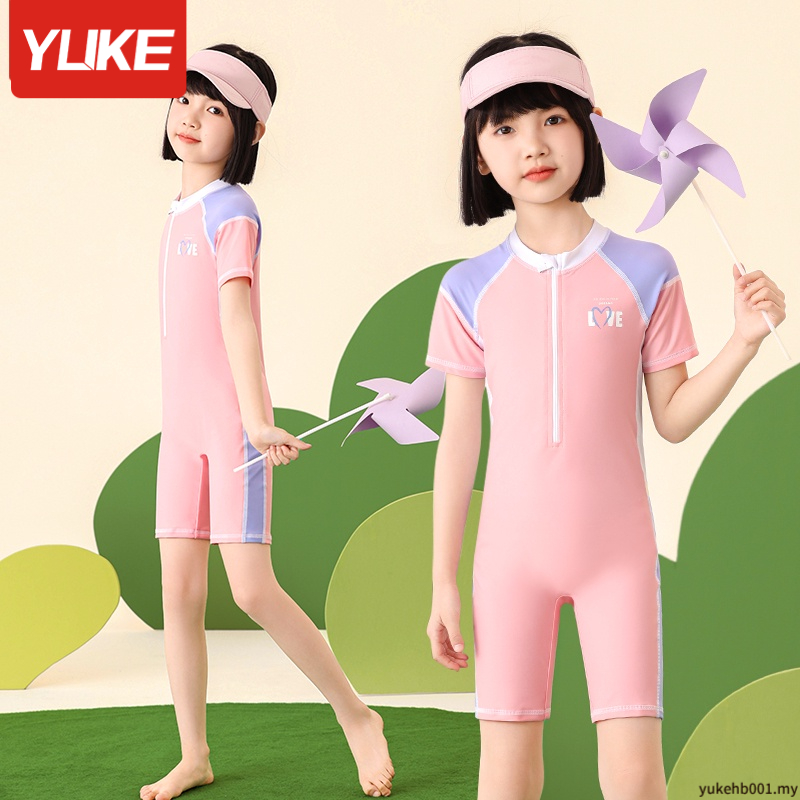 YUKE Children Swimwear 2023 Fashion Girls One Piece Sunscreen Swimsuit ...