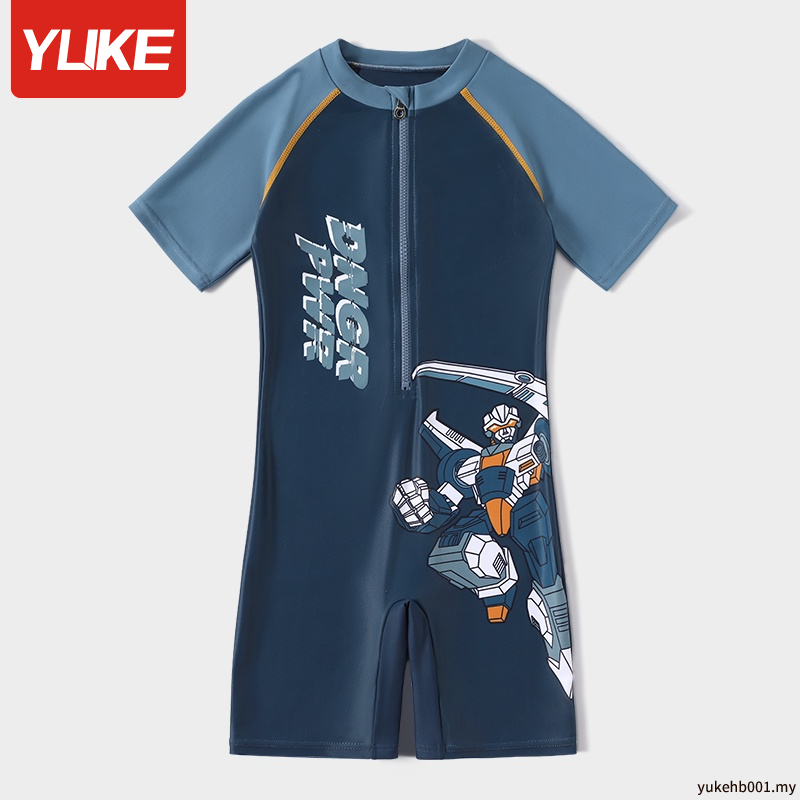 YUKE Kids Swimwear Cartoon Cute Boy One Piece Sunscreen Swimsuit ...