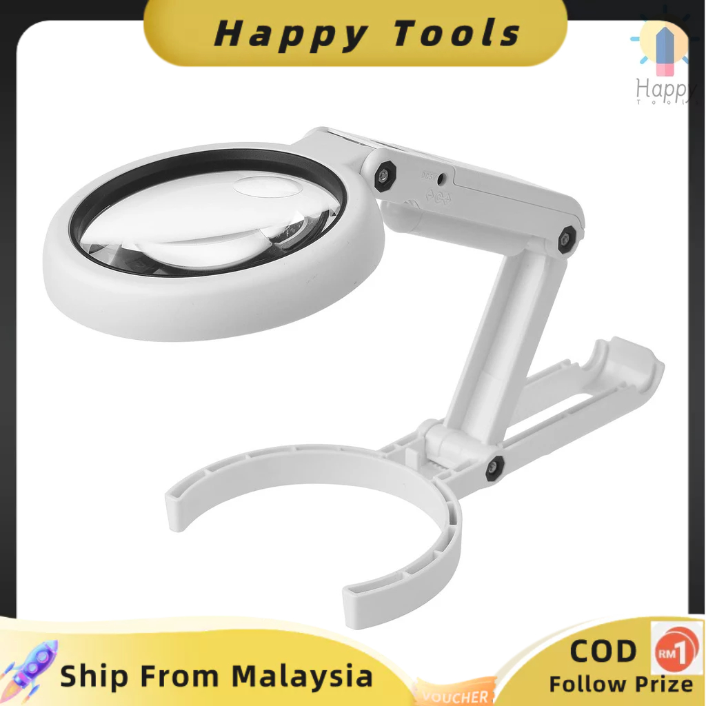 HTools 5X/10X Handheld Desk Magnifier with LED Light and Stand USB ...