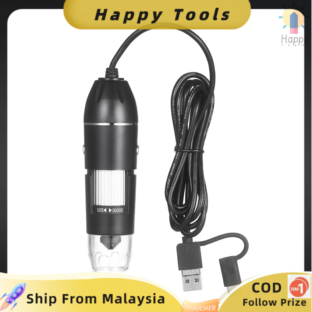 HTools USB Digital Zoom Microscope Magnifier with OTG Function 8-LED Light Magnifying Glass ...