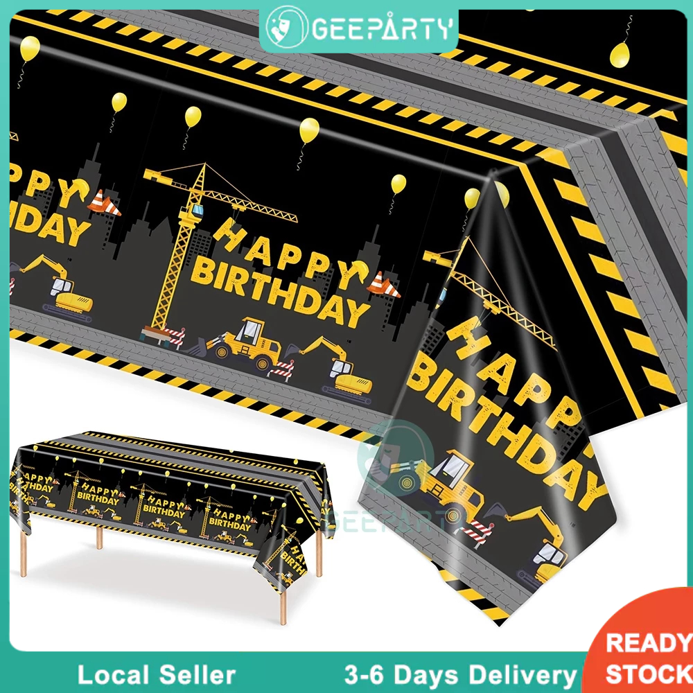 GeeParty 137*274cm Construction Theme Table Cover Dump Truck Tablecloth ...