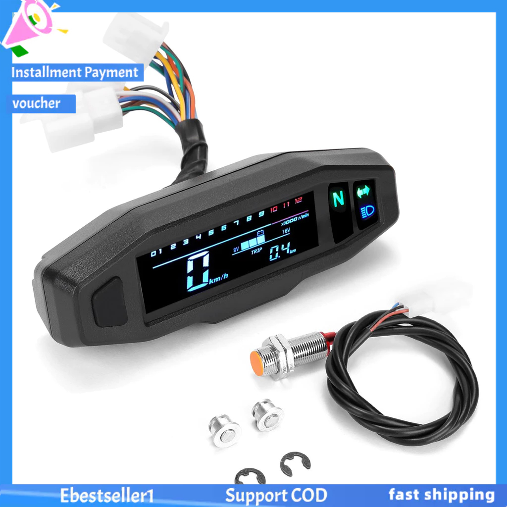 Universal LCD Digital Motorcycle Meter Speedometer Digital Odo-meter ...
