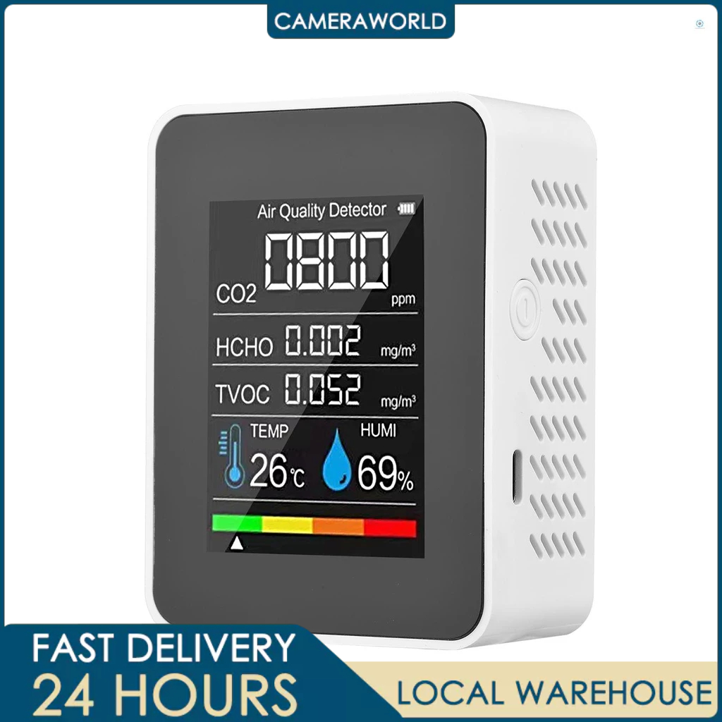 Portable Air Quality Monitor Indoor CO2 Detector 5 in 1 Formaldehyde ...