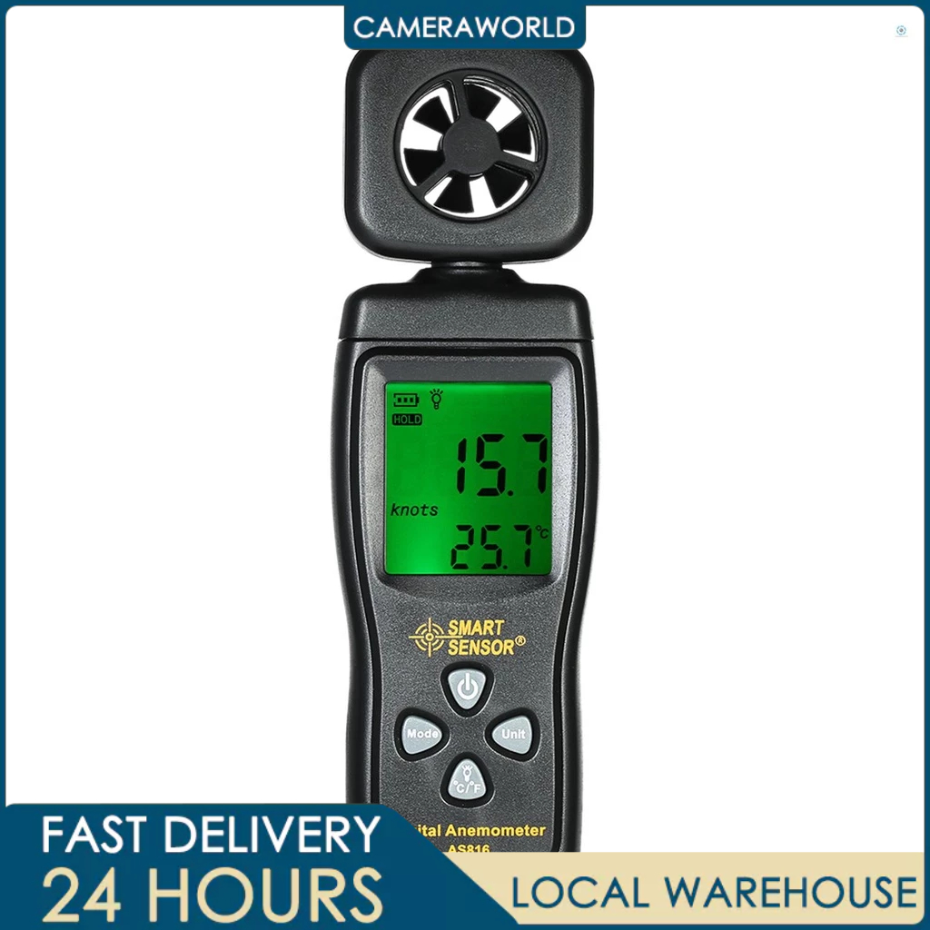 SMART SENSOR Mini Anemometer LCD Digital Wind Speed Meter Air Velocity ...