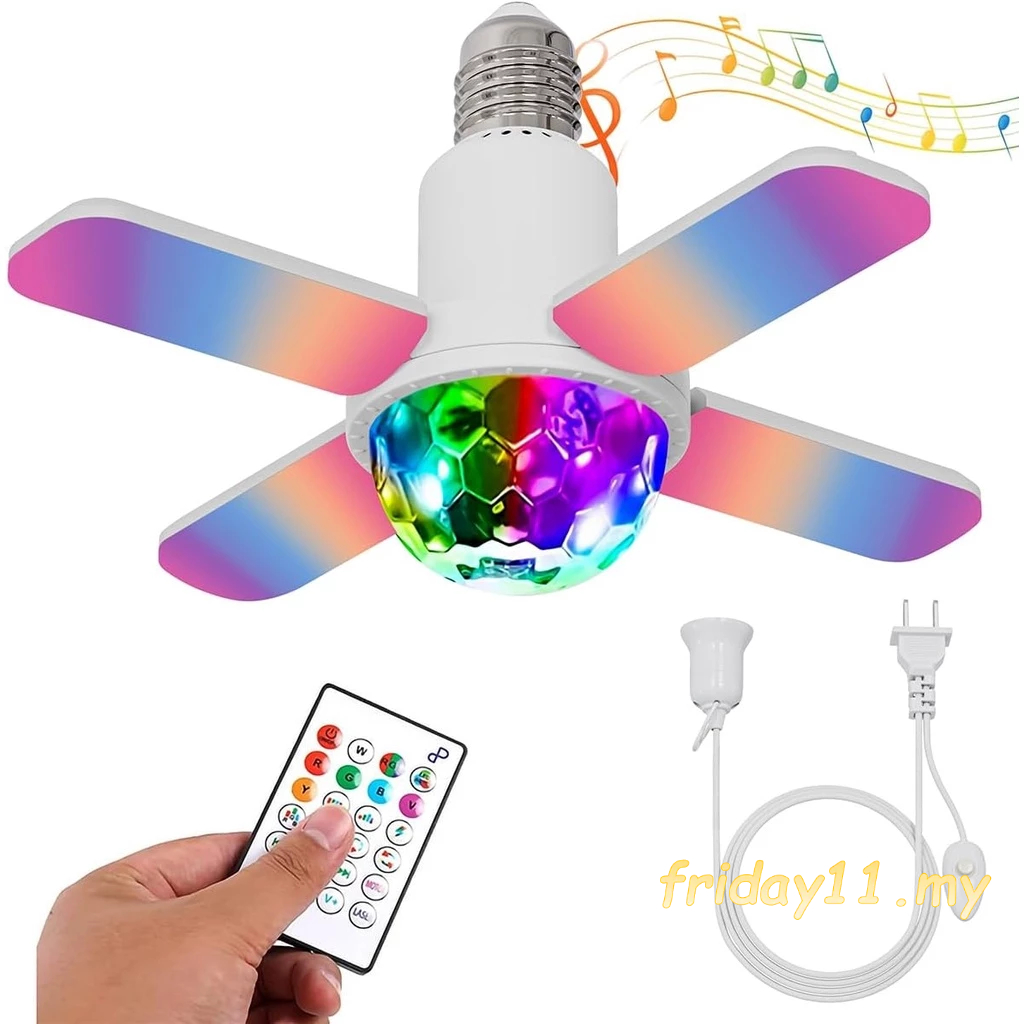 Disco Light Bulb, Four Blade Light with Remote Control E26/E27 Screw Socket Speaker Sound ...