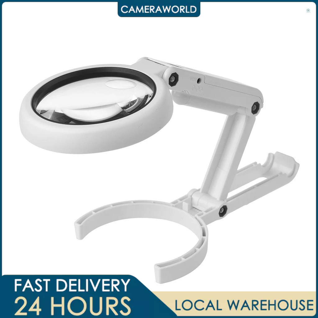 5X/10X Handheld Desk Magnifier with LED Light and Stand USB Powered ...